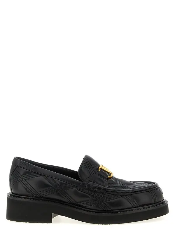 Valentino Garavani Quilted Leather Loafers With Vlogo Signature Detail - Black