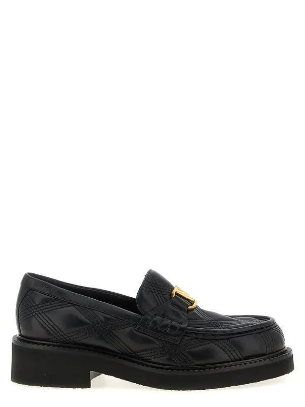 Valentino Garavani Quilted Leather Loafers With Vlogo Signature Detail - Black