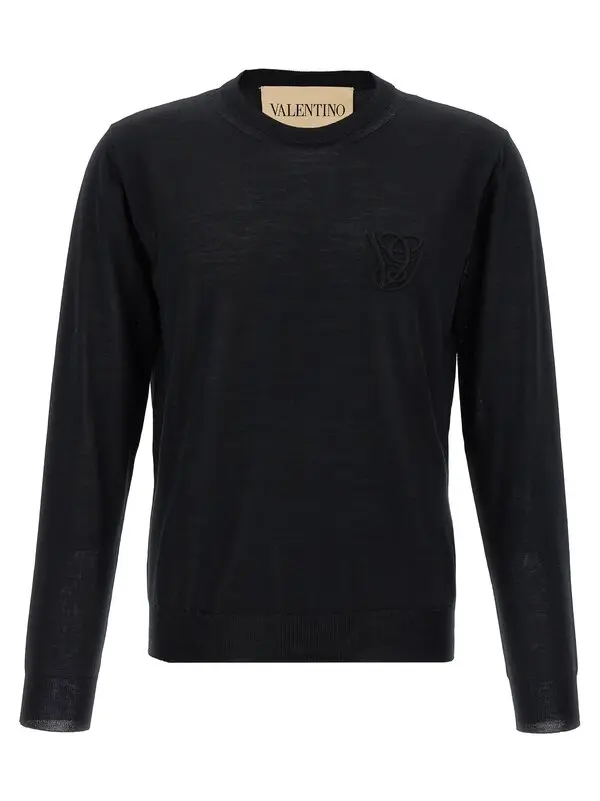Valentino Garavani Crew Neck Logo Embroidered Sweater