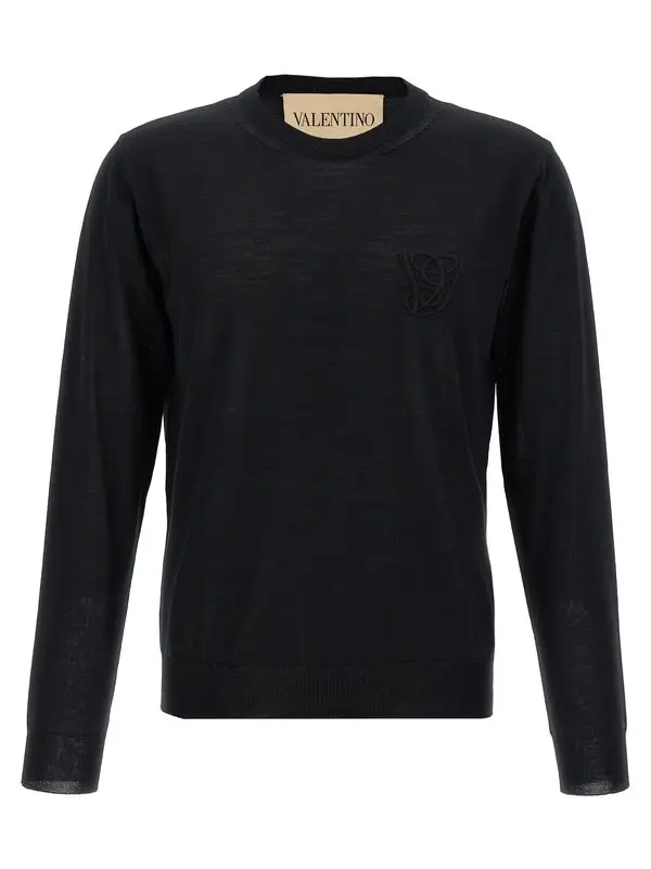 Valentino Garavani Crew Neck Logo Embroidered Sweater