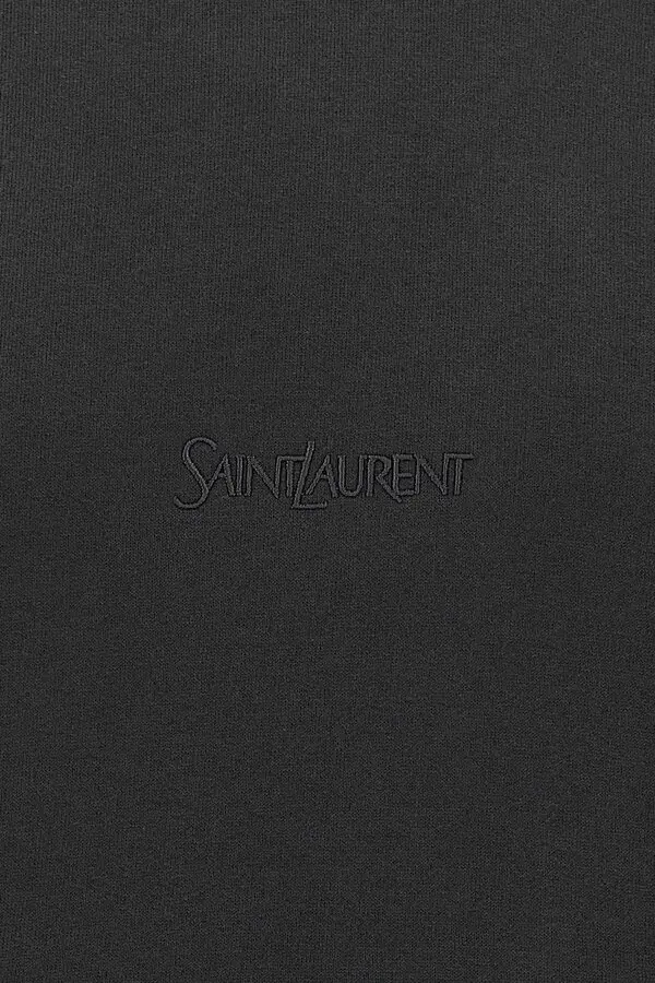 Saint Laurent Embroidered Cotton Hoodie - Gray