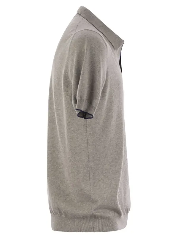 FAY Cotton Buttonless Polo Shirt - Gray
