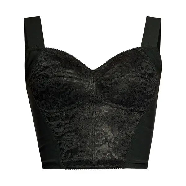 Dolce & Gabbana Floral Print Corset Top - Black