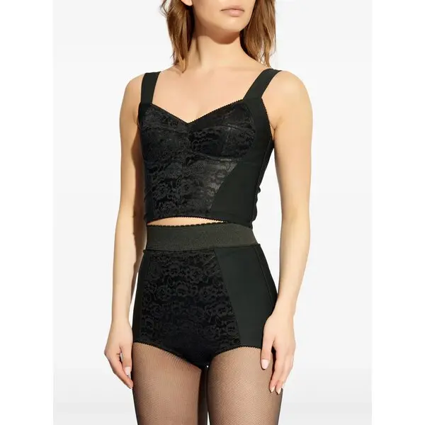 Dolce & Gabbana Floral Print Corset Top - Black