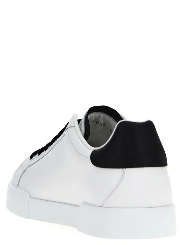 Dolce & Gabbana Portofino" Leather Sneakers With Perforated Logo - Multicolor