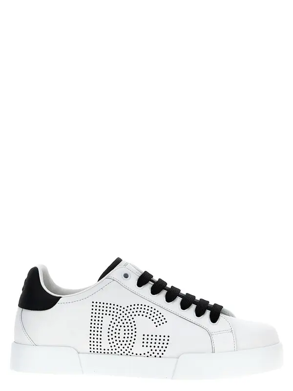 Dolce & Gabbana Portofino" Leather Sneakers With Perforated Logo - Multicolor