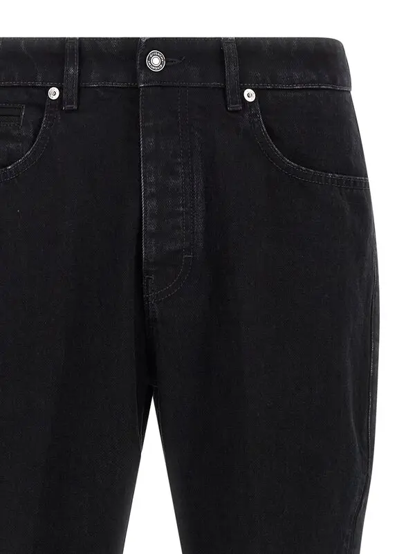 Givenchy Straight Leg Jeans With Embroidered Logo - Black