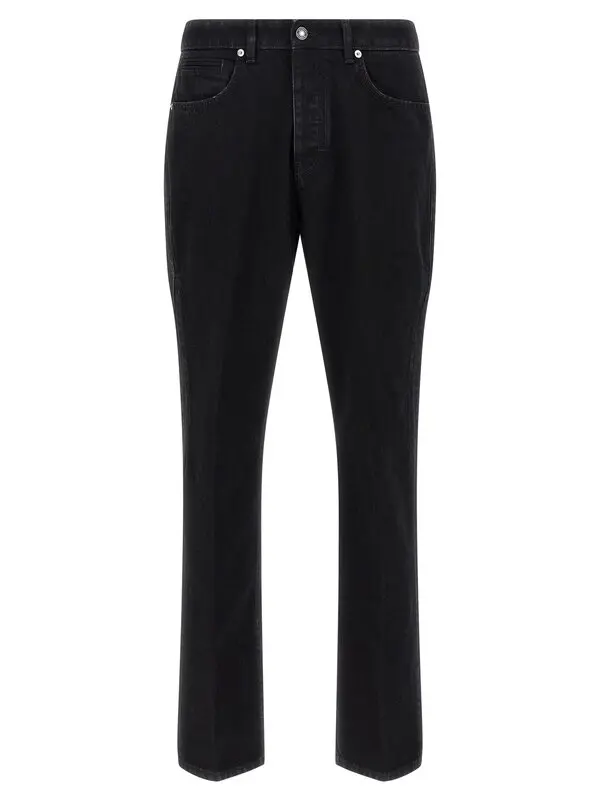 Givenchy Straight Leg Jeans With Embroidered Logo - Black