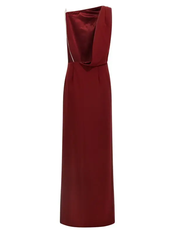 Max Mara Pentola' Asymmetrical Cady Dress With Removable Rhinestone Chain Strap