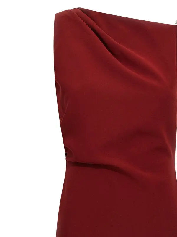 Max Mara Pentola' Asymmetrical Cady Dress With Removable Rhinestone Chain Strap