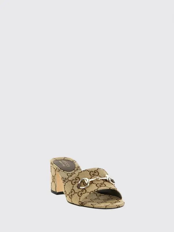 Gucci Monogrammed Heeled Sandals - Brown