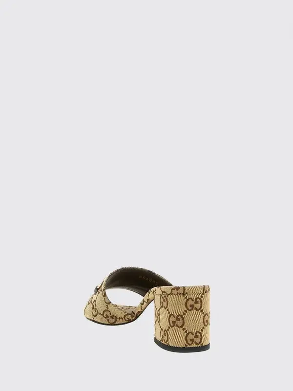 Gucci Monogrammed Heeled Sandals - Brown