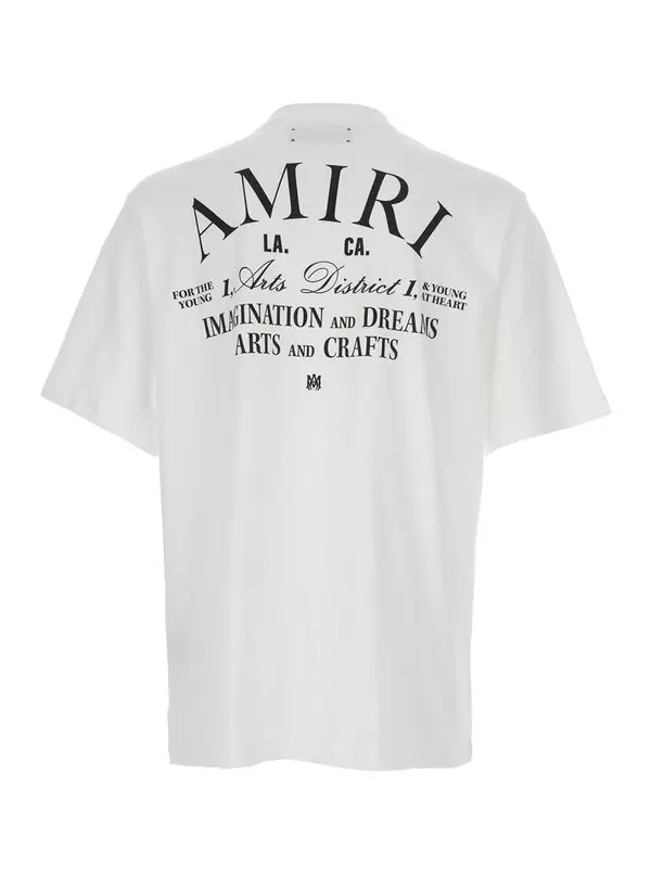Amiri White Crew Neck T-shirt With Logo Lettering On Front And Back In Cotton For - Multicolor
