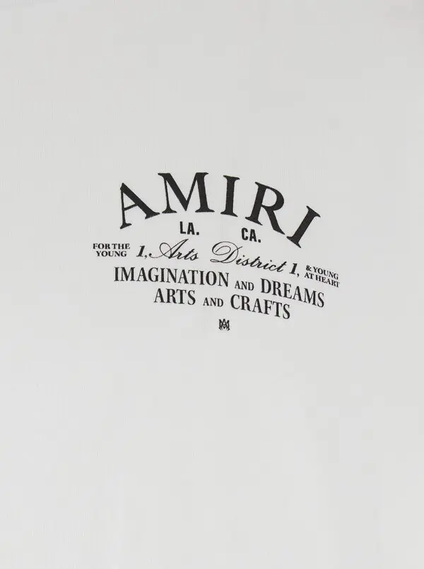 Amiri White Crew Neck T-shirt With Logo Lettering On Front And Back In Cotton For - Multicolor