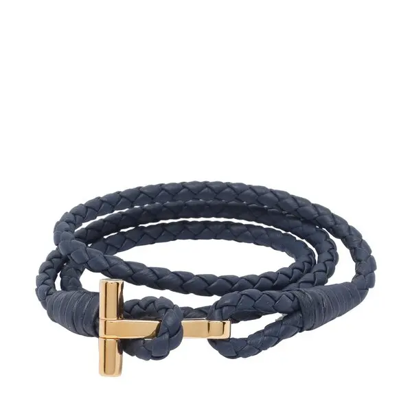 TOM FORD Leather T Bracelet - Blue