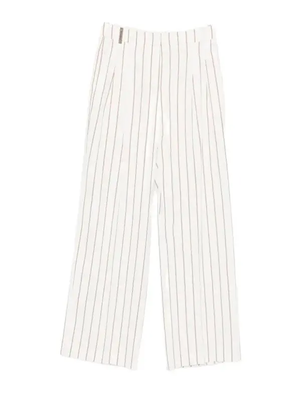 Peserico Linen Striped Wide-leg Trousers - Multicolor
