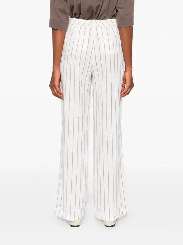 Peserico Linen Striped Wide-leg Trousers - Multicolor
