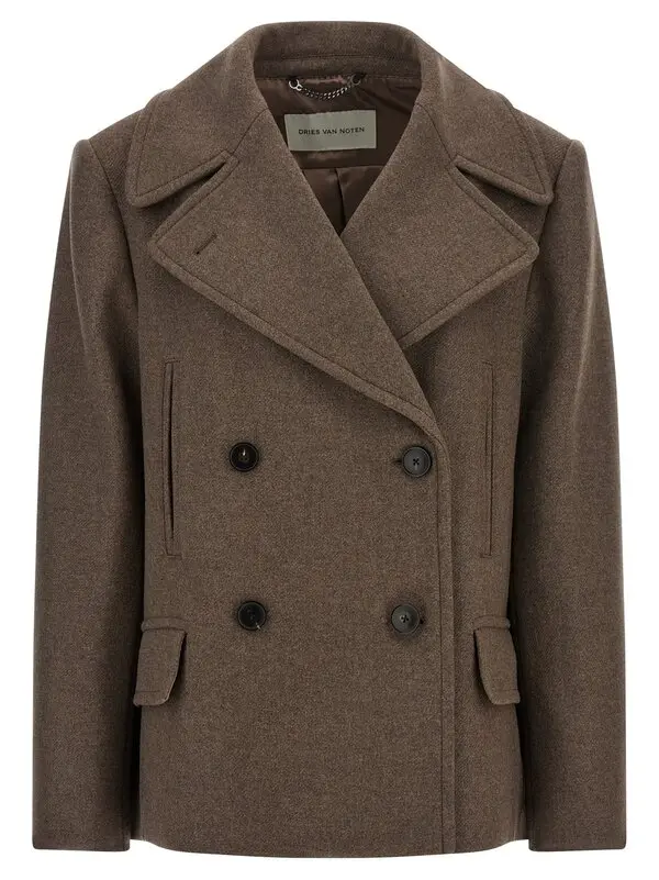 Dries Van Noten Vafel Mélange Wool Blend Coat - Brown