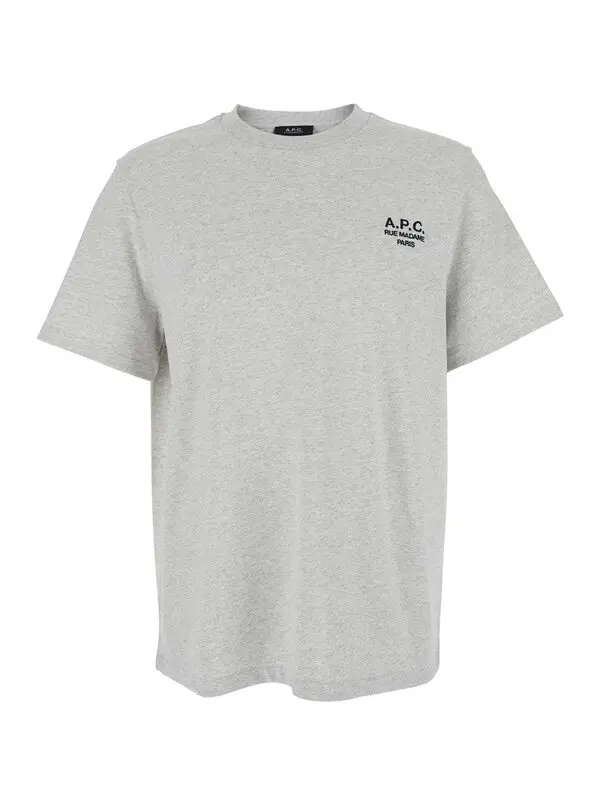A.p.c. Crewneck T-shirt With Embroidered Logo - Gray