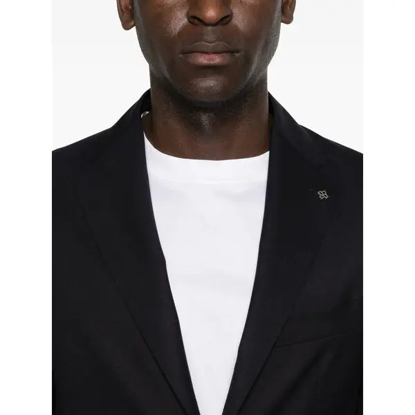 Tagliatore Dark Virgin Wool And Silk Blazer - Blue