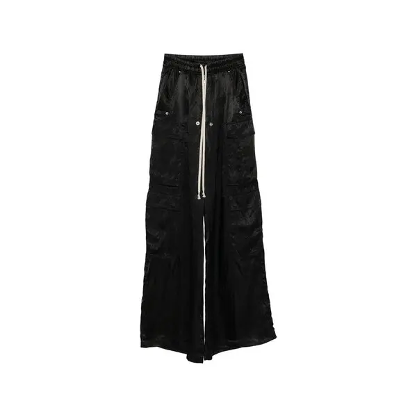 Rick Owens Silk And Organic Cotton Wide Leg Trousers - Black