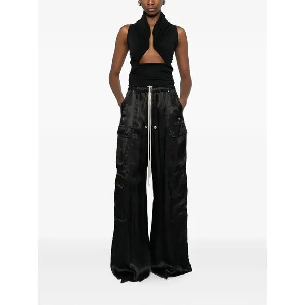 Rick Owens Silk And Organic Cotton Wide Leg Trousers - Black