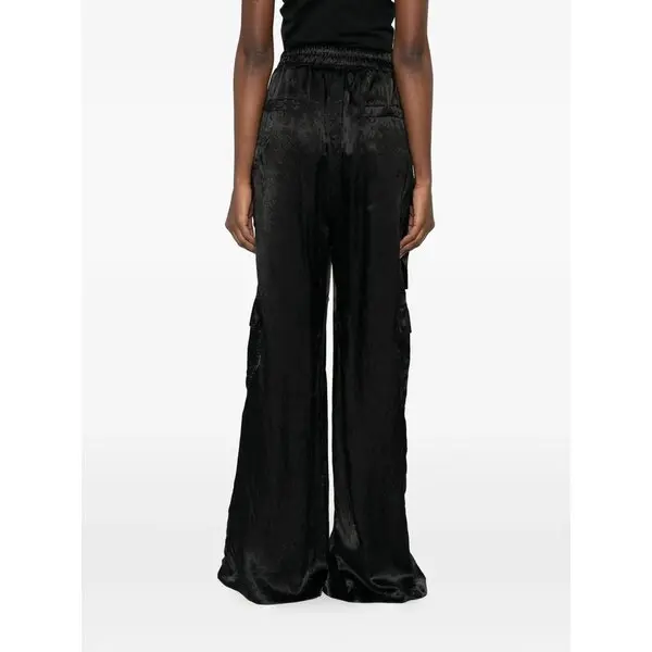 Rick Owens Silk And Organic Cotton Wide Leg Trousers - Black