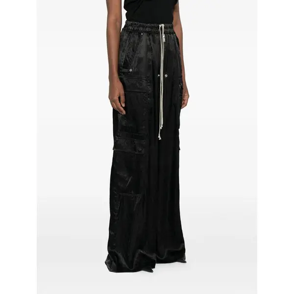 Rick Owens Silk And Organic Cotton Wide Leg Trousers - Black