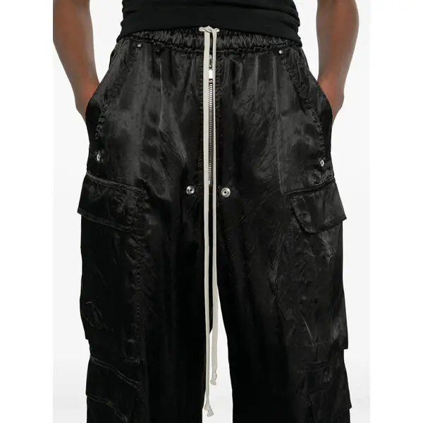 Rick Owens Silk And Organic Cotton Wide Leg Trousers - Black