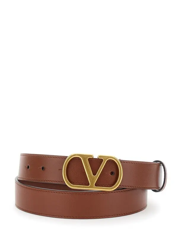 Valentino Garavani Vlogo Buckle Hammered Leather Belt - Multicolor