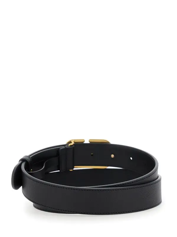Valentino Garavani Vlogo Hammered Leather Belt