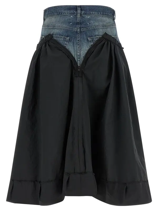 MAISON MARGIELA Midi Skirt With Denim Insert - Multicolor