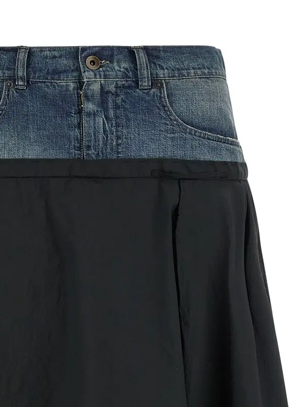 MAISON MARGIELA Midi Skirt With Denim Insert - Multicolor