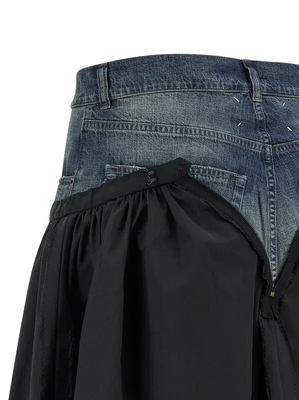MAISON MARGIELA Midi Skirt With Denim Insert - Multicolor