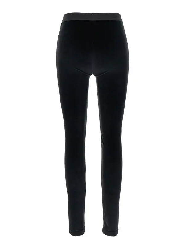 TOM FORD Leggings With Elasticized Waist And Velvet Logo Lettering Black - Multicolor