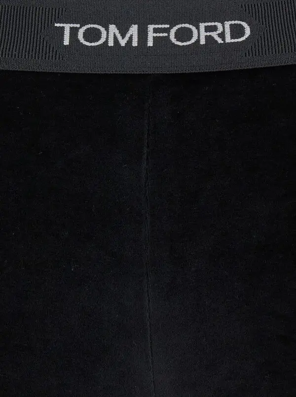 TOM FORD Leggings With Elasticized Waist And Velvet Logo Lettering Black - Multicolor