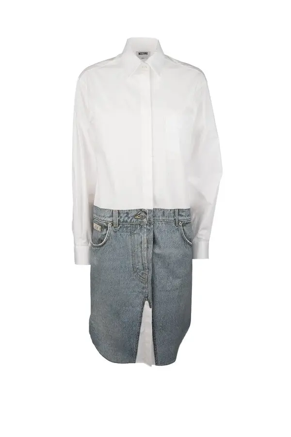 Moschino Cotton Poplin And Denim Dress - Multicolor