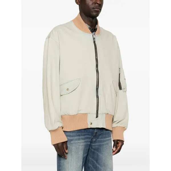 VIVIENNE WESTWOOD Light Denim Bomber Jacket With Ribbed Trim - Blue