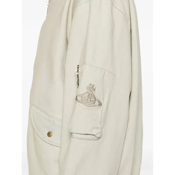 VIVIENNE WESTWOOD Light Denim Bomber Jacket With Ribbed Trim - Blue