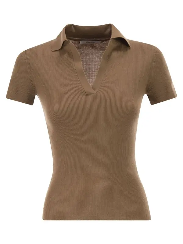 Max Mara Ribbed Wool Polo Shirt - Brown