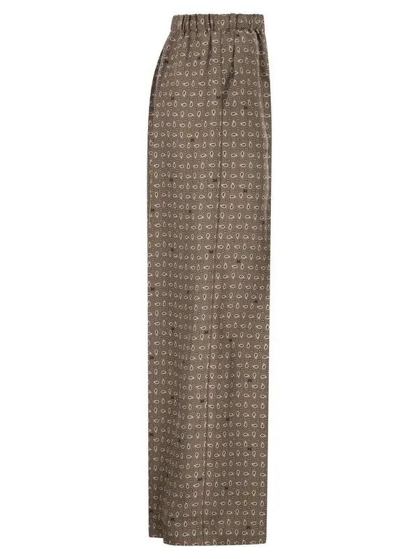Max Mara Viscio Printed Silk Wide-leg Trousers - Brown