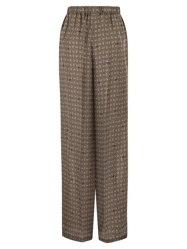 Max Mara Viscio Printed Silk Wide-leg Trousers - Brown
