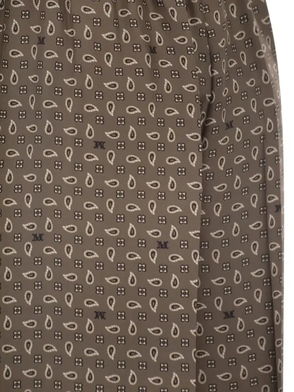 Max Mara Viscio Printed Silk Wide-leg Trousers - Brown