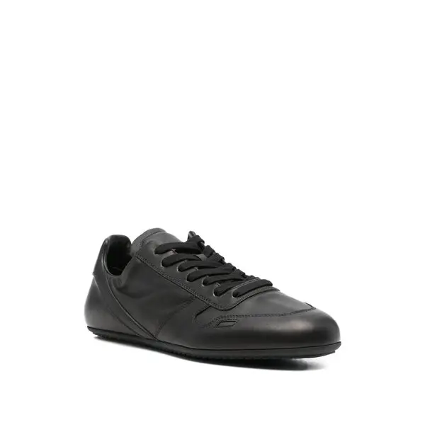 Rick Owens Leather Lace-up Low Top Sneakers - Black
