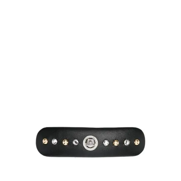 Versace Embellished Logo Barrette - Black