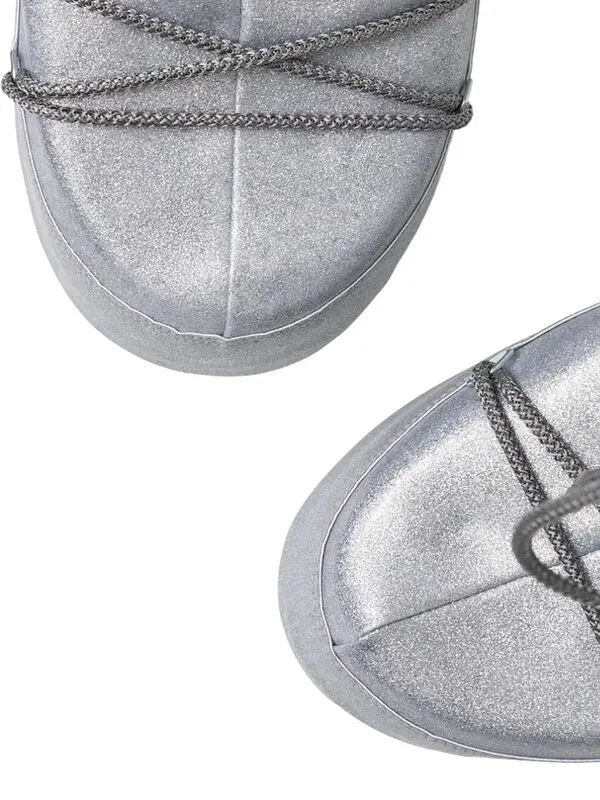 Moon Boot Icon Glitter Lace Up Boots - Silver