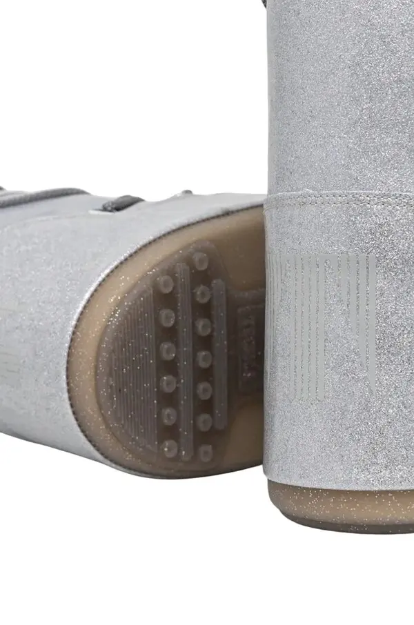 Moon Boot Icon Glitter Lace Up Boots - Silver