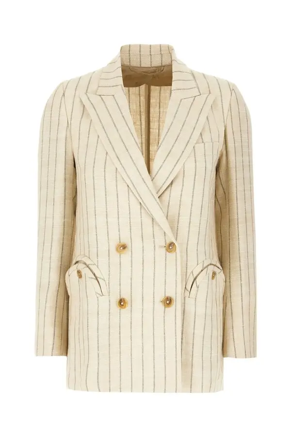 BLAZÉ MILANO Double Breasted Striped Blazer - Multicolor