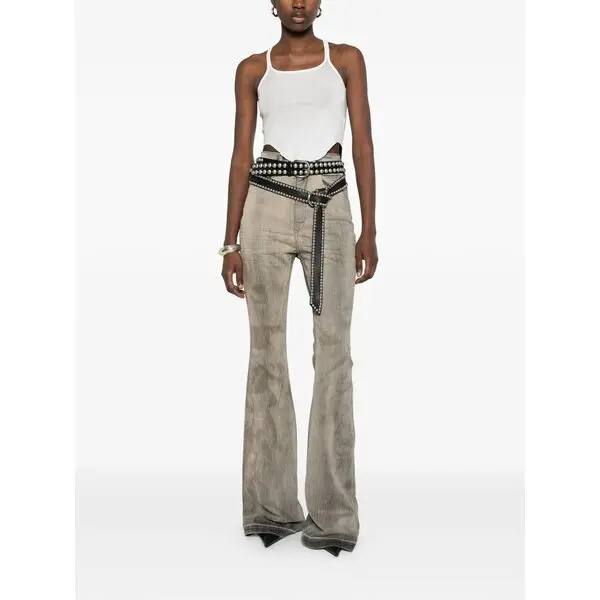 Rick Owens Beige Flared Leg Denim Jeans