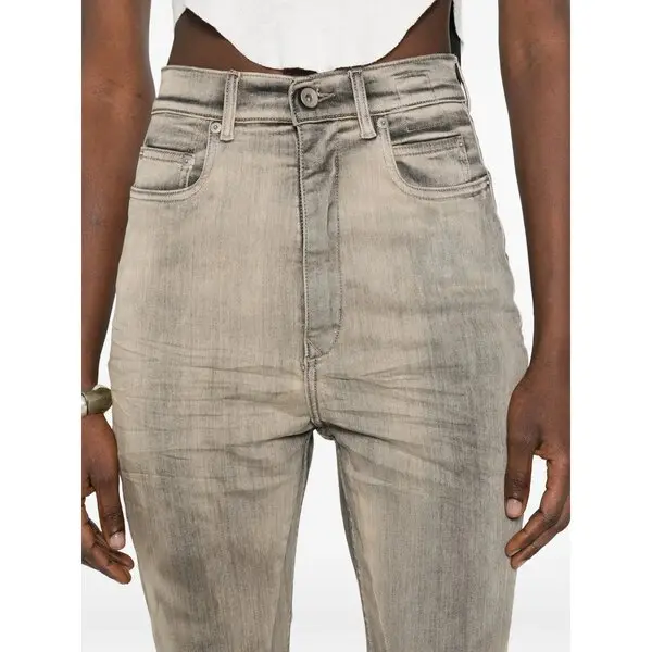 Rick Owens Beige Flared Leg Denim Jeans